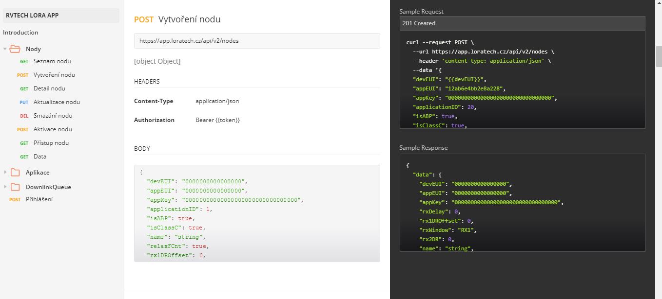 New API 2.0 for the LORATECH application - LORATECH.CZ
